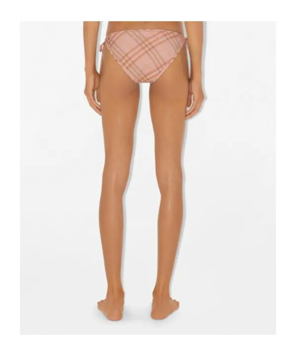 Burberry Checked Self-tied Bikini Bottoms - Nude