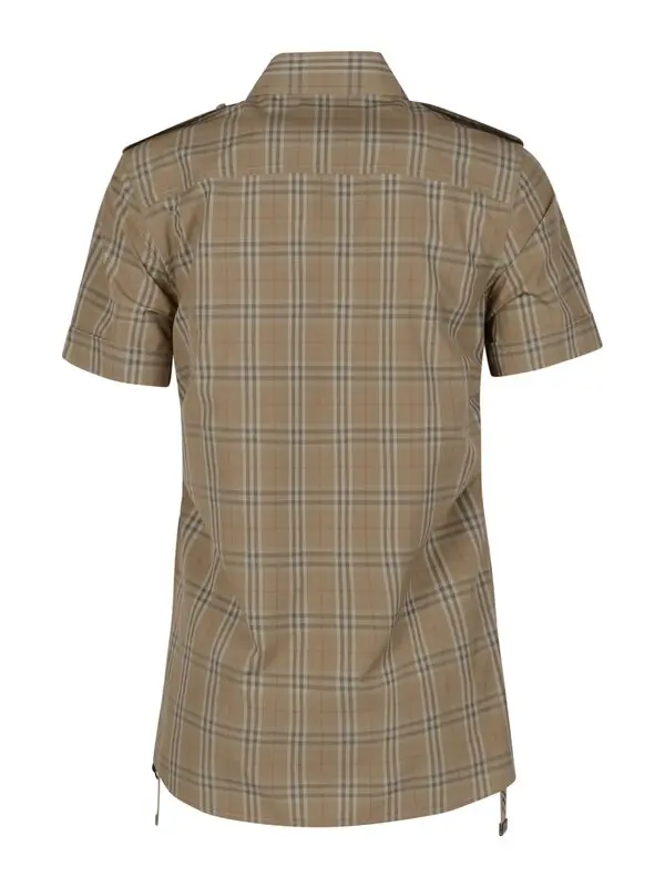 Burberry Checked Drawstring Hem Shirt - Nut