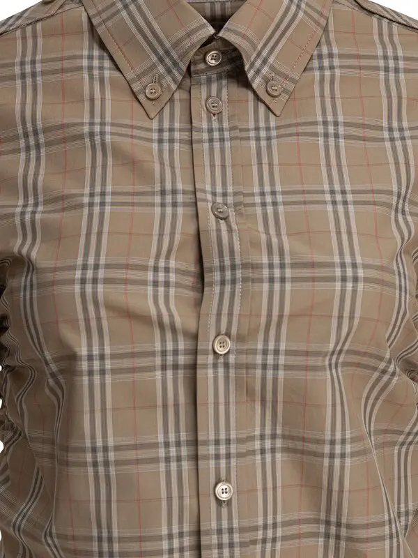 Burberry Checked Drawstring Hem Shirt - Nut