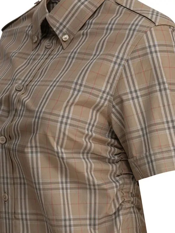 Burberry Checked Drawstring Hem Shirt - Nut