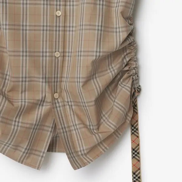 Burberry Checked Drawstring Hem Shirt - Nut