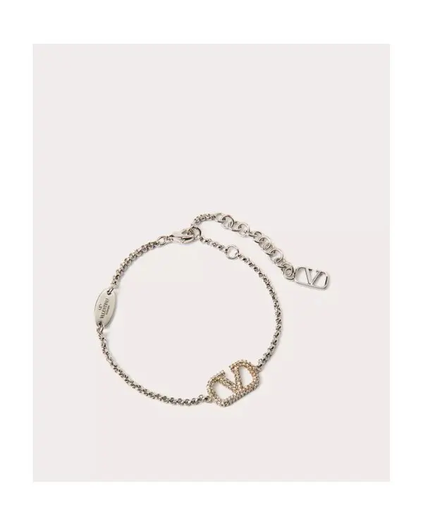 Valentino Garavani V Logo Signature Bracelet With Swarovski Crystals