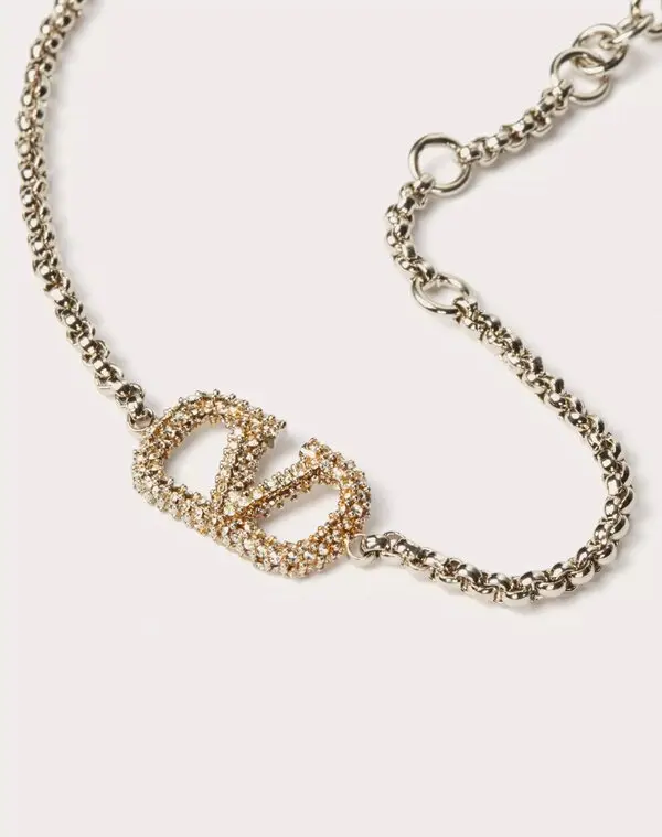 Valentino Garavani V Logo Signature Bracelet With Swarovski Crystals