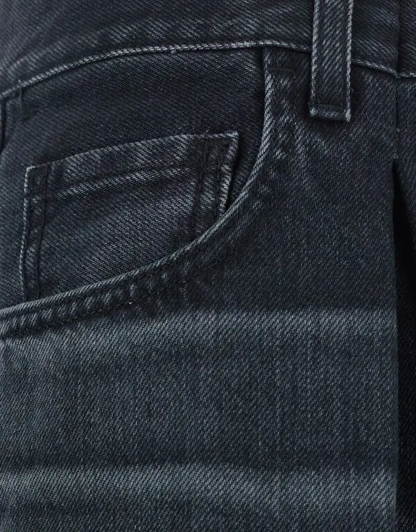 HAIKURE Wide Leg Denim Trousers With Ruched Detail - Black