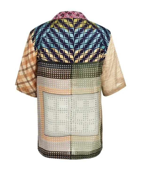 MARINE SERRE Patchwork Scarf Printed Bowling Shirt