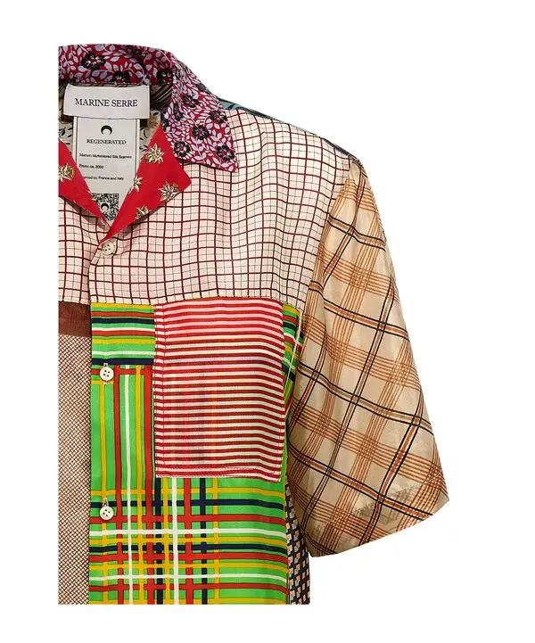 MARINE SERRE Patchwork Scarf Printed Bowling Shirt