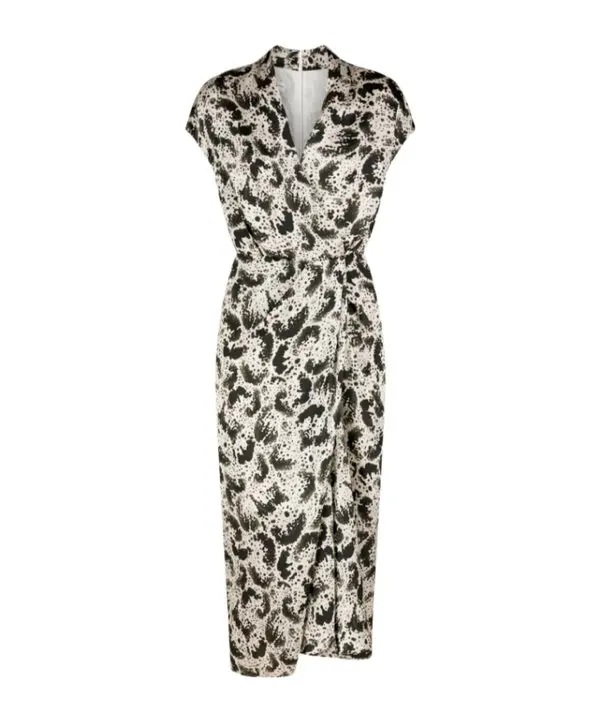 Dries Van Noten Dillian Printed V-neck Cap Sleeve Dress - Black