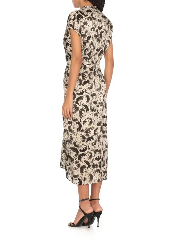 Dries Van Noten Dillian Printed V-neck Cap Sleeve Dress - Black