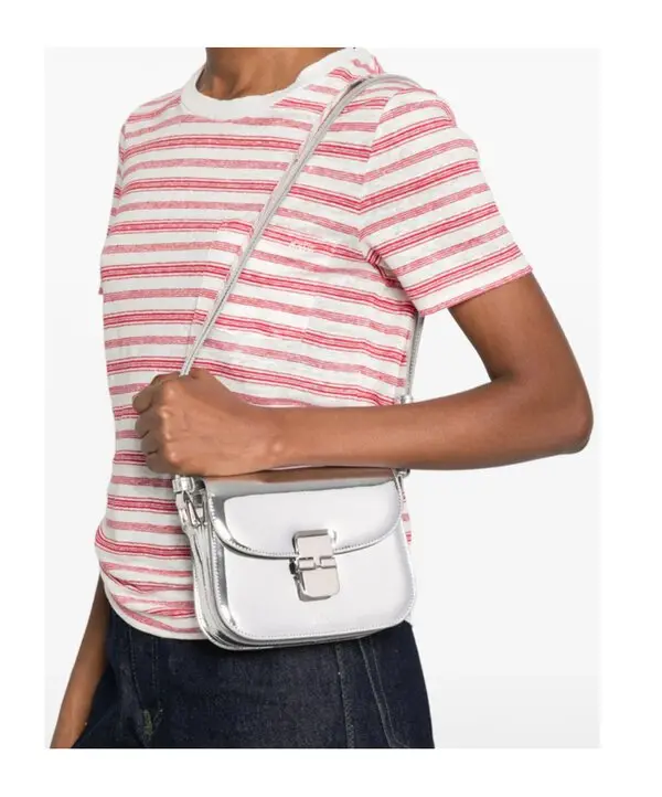 A.p.c. Turnlock Foldover Top Shoulder Bag - Sliver