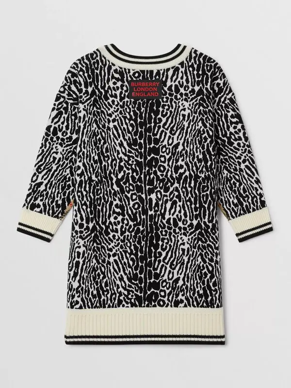 Burberry Check And Leopard Print Knit Dress