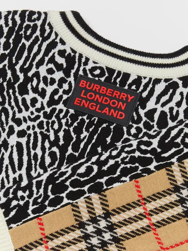 Burberry Check And Leopard Print Knit Dress