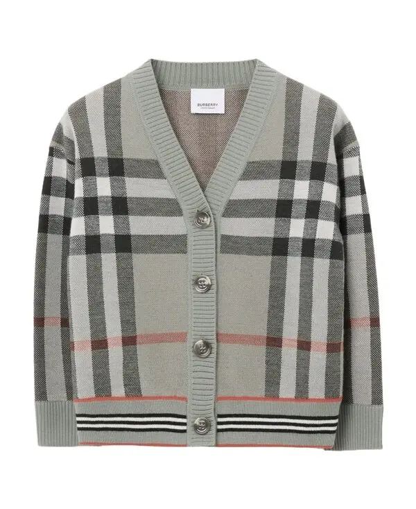 Burberry Check-print Wool Cardigan - Gray