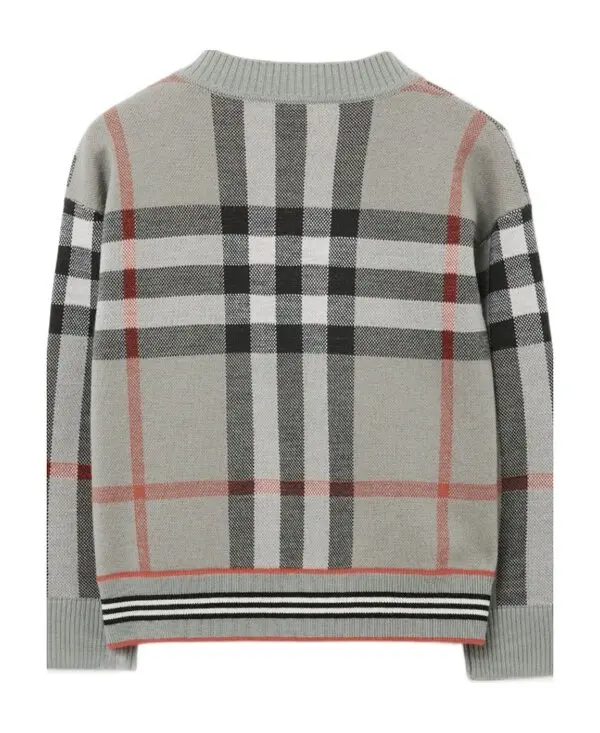 Burberry Check-print Wool Cardigan - Gray