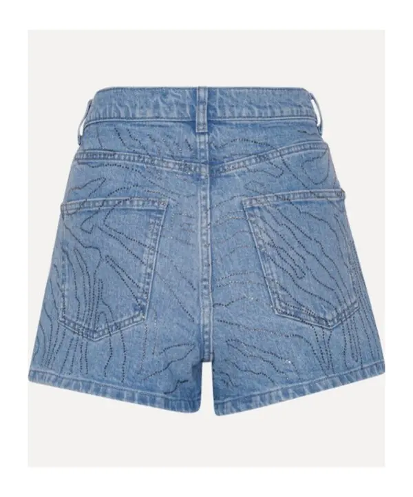 ROTATE BY BIRGER CHRISTENSEN Embellished Denim Shorts
