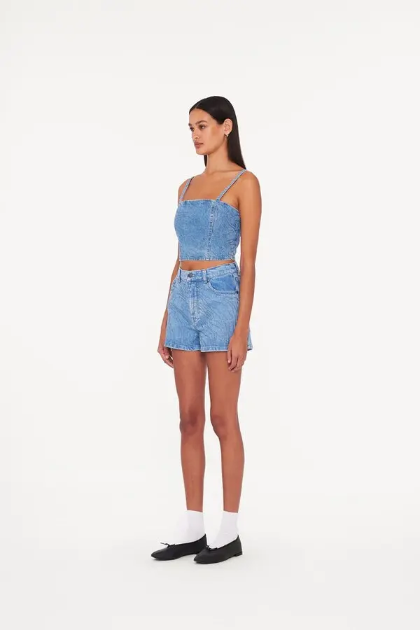 ROTATE BY BIRGER CHRISTENSEN Embellished Denim Shorts