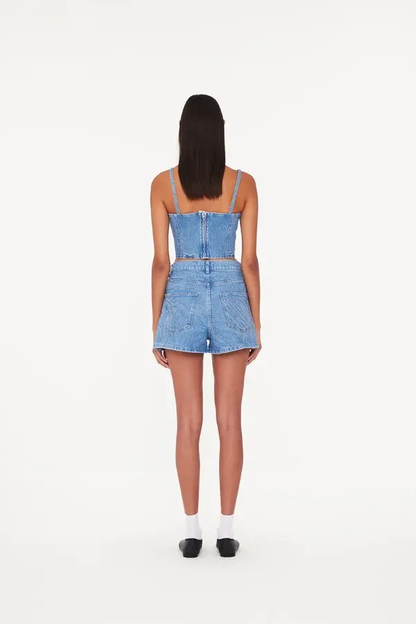 ROTATE BY BIRGER CHRISTENSEN Embellished Denim Shorts
