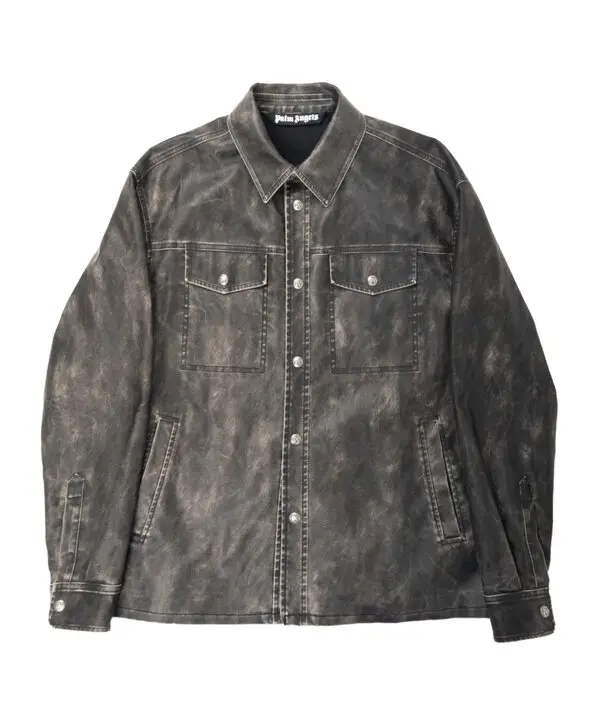 Palm Angels Long-sleeved Denim Jacket - Black