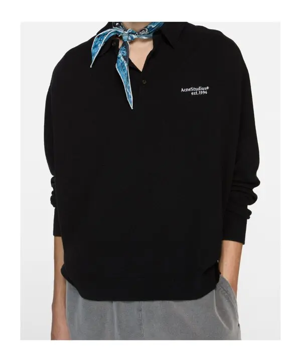 Acne Studios Long-sleeve Knitted Polo Shirt - Black
