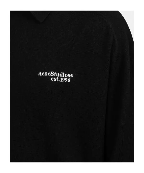 Acne Studios Long-sleeve Knitted Polo Shirt - Black