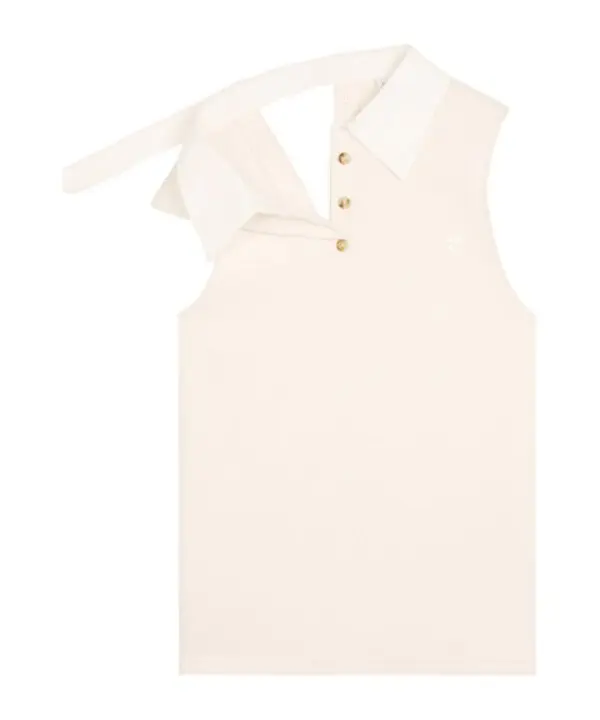 COURREGES Courrges Sleeveless Polo Shirt With Button Detail