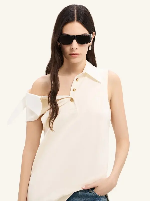 COURREGES Courrges Sleeveless Polo Shirt With Button Detail