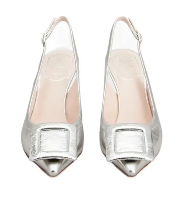 ROGER VIVIER Viv In The City' Slingback Pumps With Covered Buckle - Silver