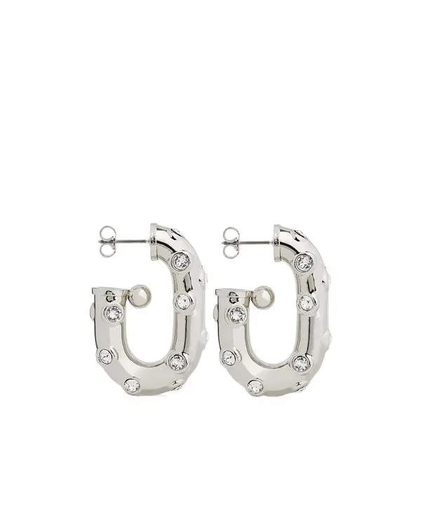 Rabanne Link Earrings With Crystal Appliqu - Silver/rhinestone