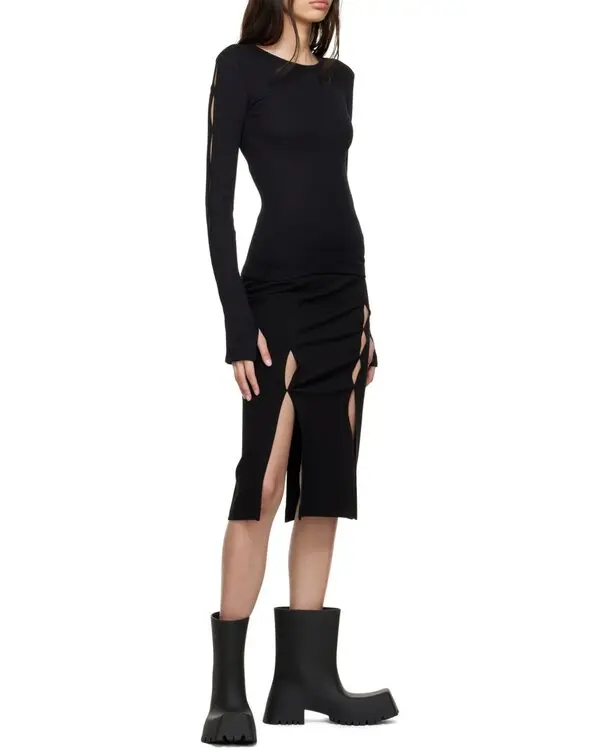 Helmut Lang Cut-out Zippered Midi Skirt