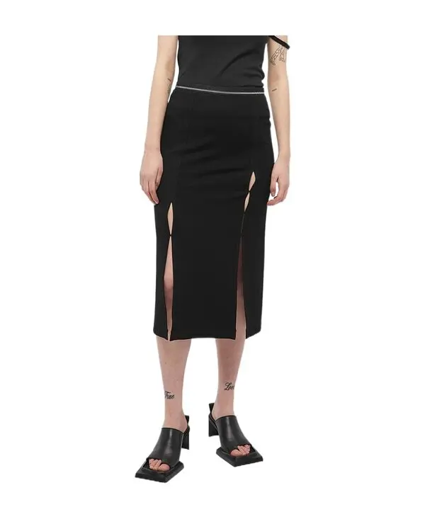 Helmut Lang Cut-out Zippered Midi Skirt