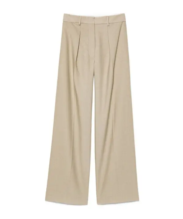 FORTE_FORTE Pleated Wide-leg Trousers - Sand