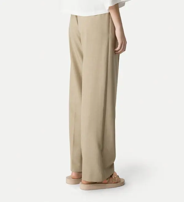FORTE_FORTE Pleated Wide-leg Trousers - Sand