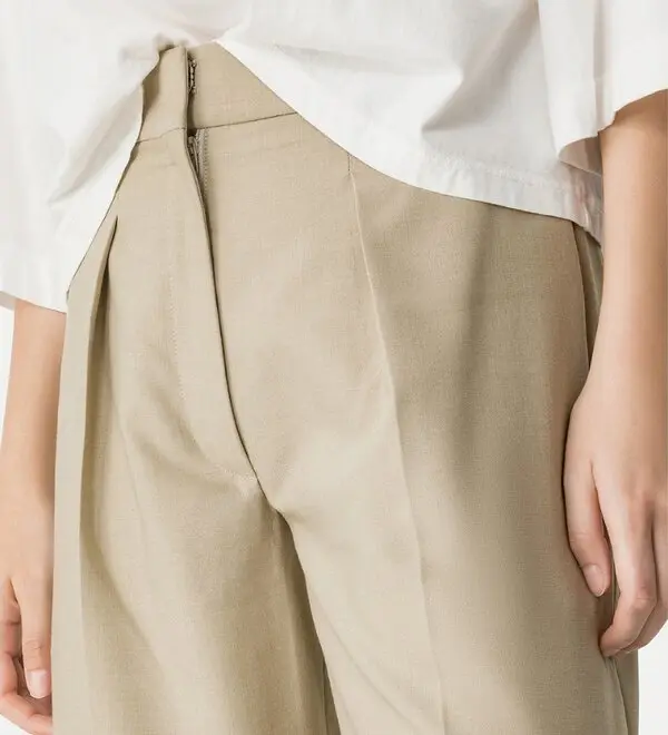 FORTE_FORTE Pleated Wide-leg Trousers - Sand