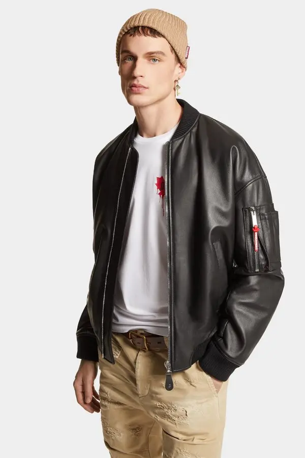 Dsquared2 Leather Bomber Jacket
