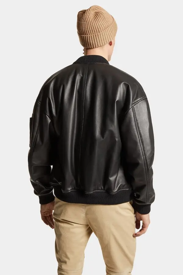 Dsquared2 Leather Bomber Jacket