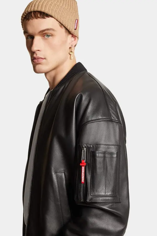 Dsquared2 Leather Bomber Jacket