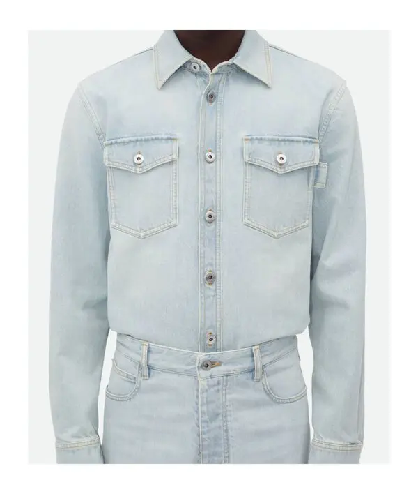 Bottega Veneta Extra Bleached Denim Overshirt - Light Blue