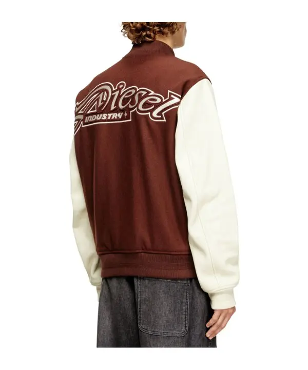 DIESEL® Wool-blend Varsity Jacket With "78" Appliqu - Brown