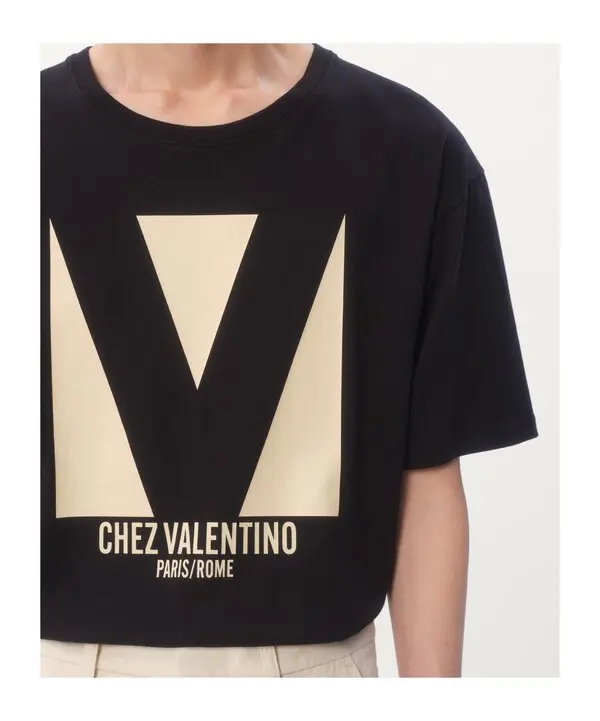 Valentino Garavani Chez -printed Crewneck T-shirt - Black