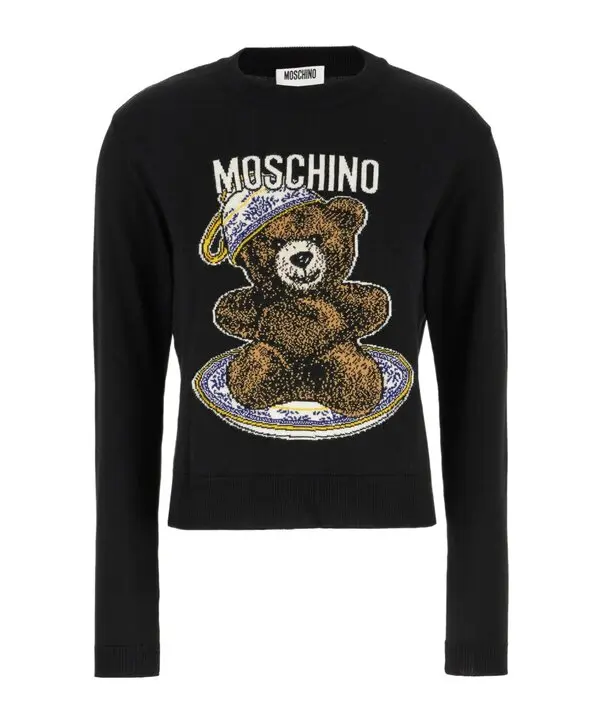 Moschino Long Sleeve Crew Neck Sweater - Black