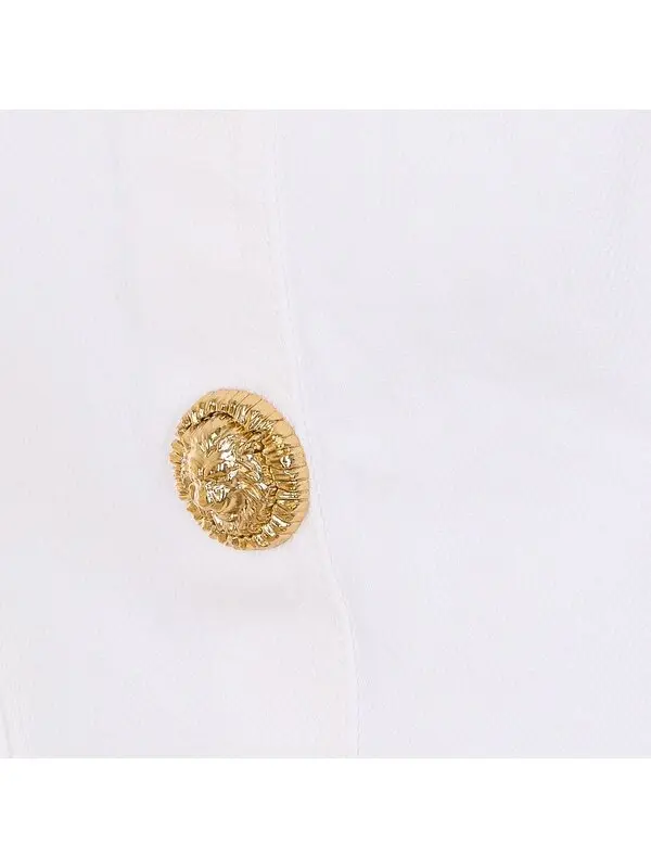 Balmain Button Cropped Top - White