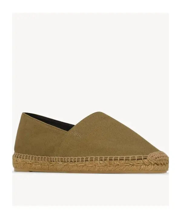Saint Laurent Embroidered Cotton Espadrilles - Cactus Color