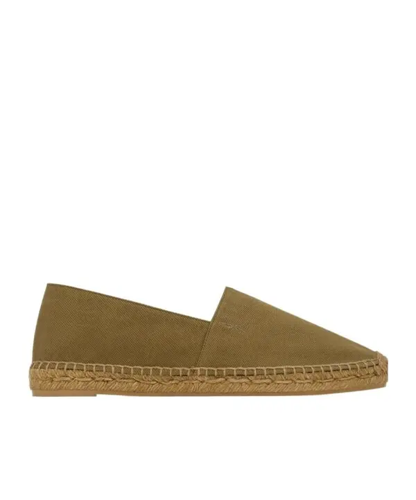 Saint Laurent Logo Embroidered Slip-on Espadrilles - Cactus