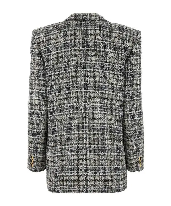 Alessandra Rich Checked Tweed Blazer - Black
