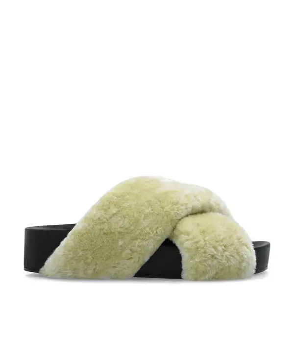 JIL SANDER Shearling Open-toe Sandals - Nude