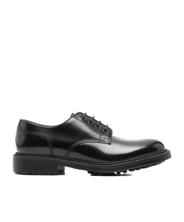 DOUCAL'S Lace-up Leather Derby Shoes - Black