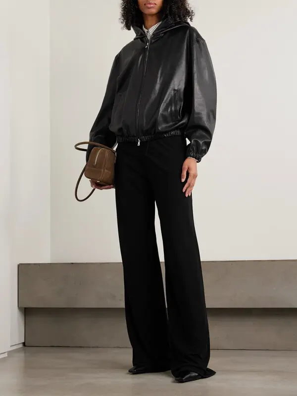 Nour Hammour Leo Hooded Patchwork Leather Jacket