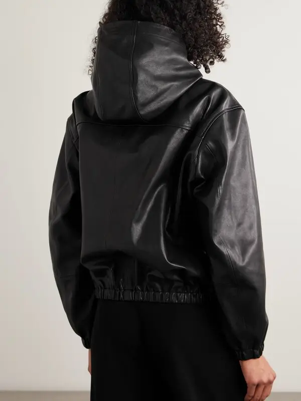 Nour Hammour Leo Hooded Patchwork Leather Jacket