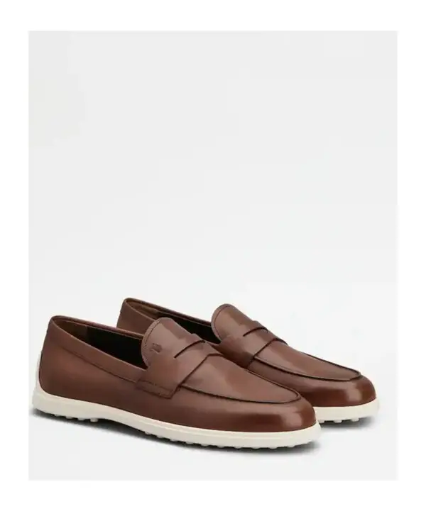 TOD'S Calfskin Penny Loafers With Monogram Detail