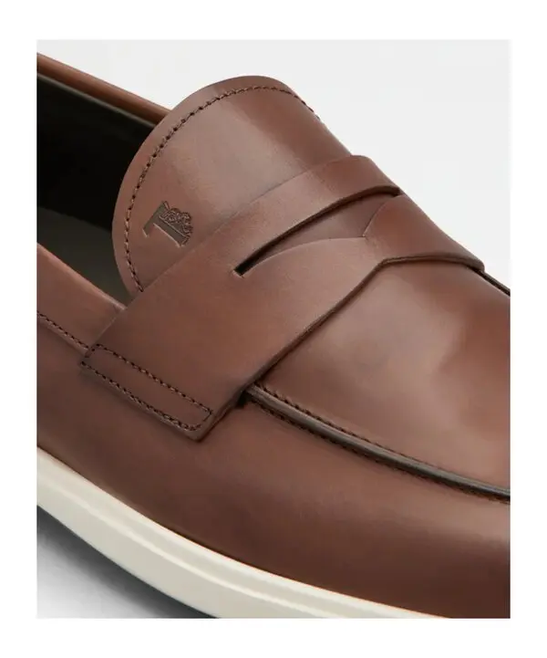 TOD'S Calfskin Penny Loafers With Monogram Detail