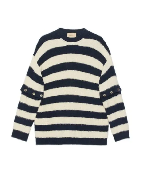 Gucci Striped Brushed Cotton Jumper - Blue